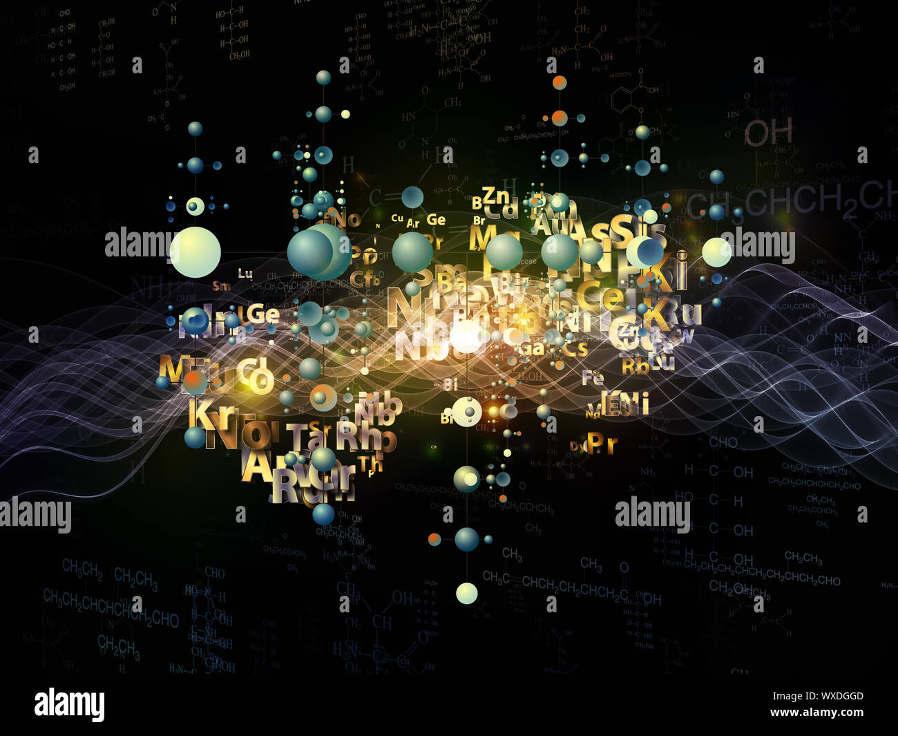 Composition of chemistry related design elements with metaphorical ...