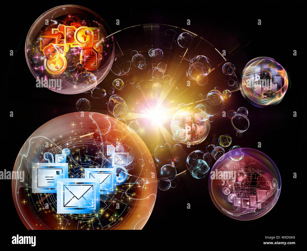 Data Bubble series. Composition of telecommunication symbols and design ...
