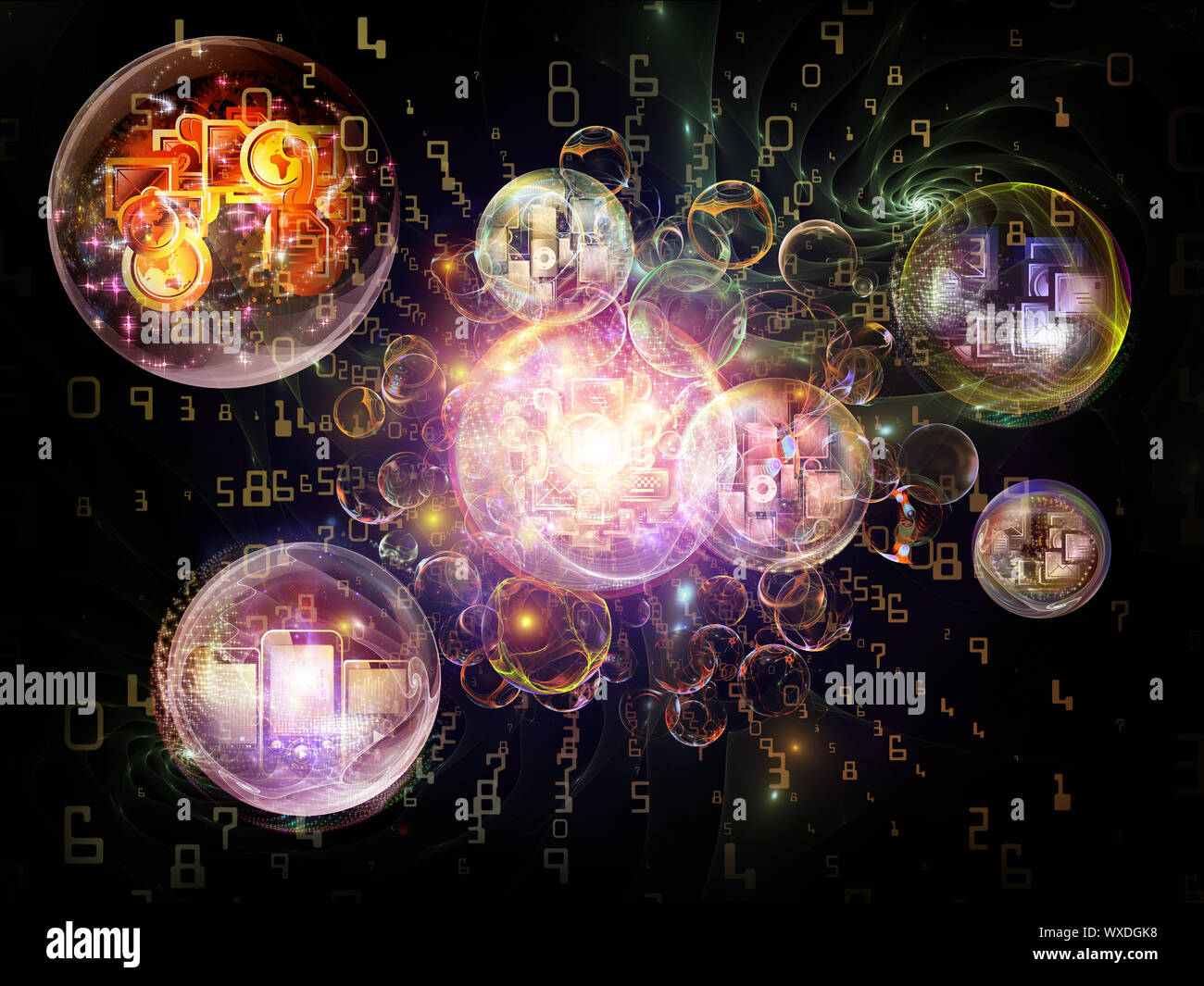 Data Bubble series. Design composed of telecommunication symbols and ...
