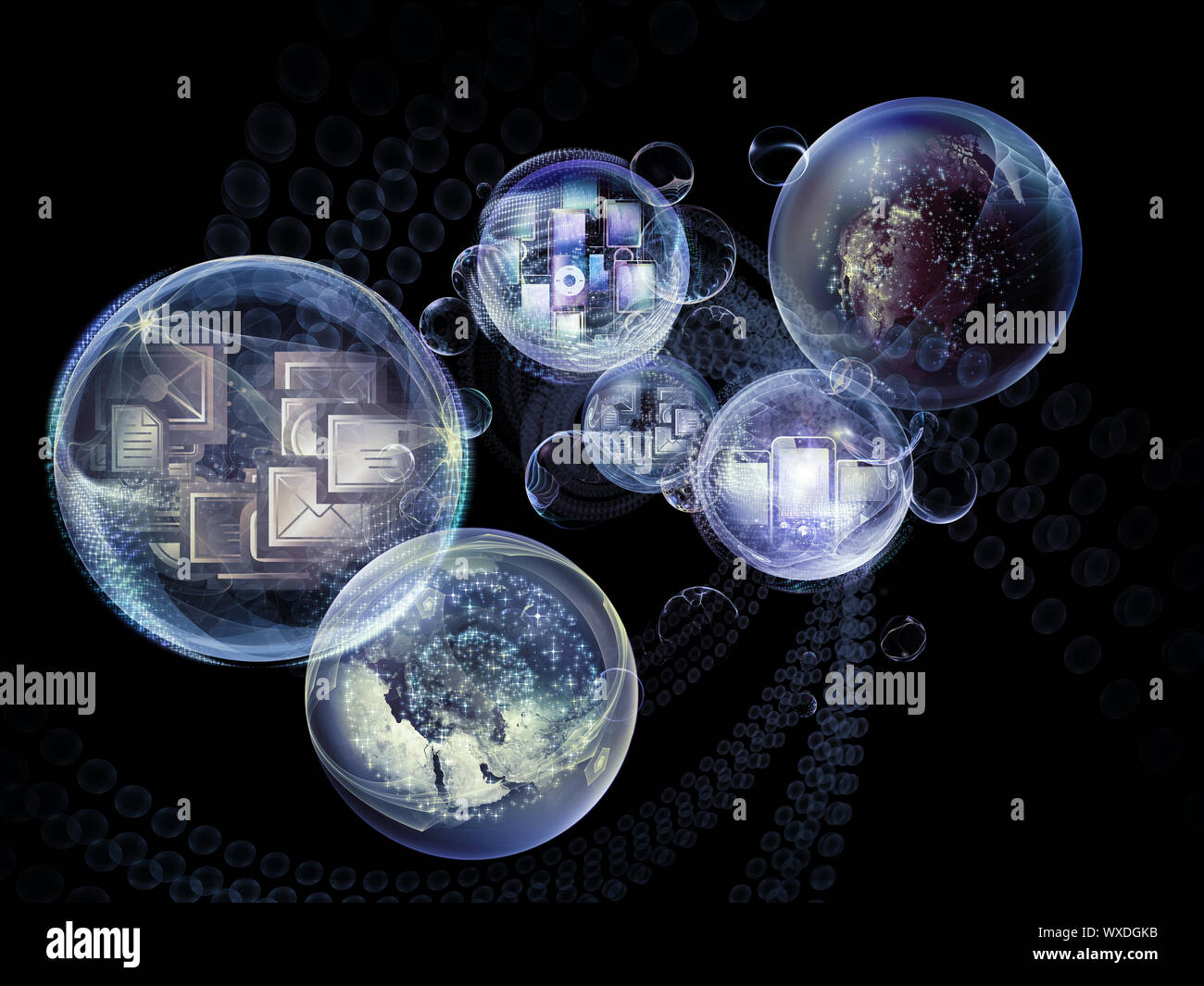 Data Bubble series. Background design of telecommunication symbols and ...