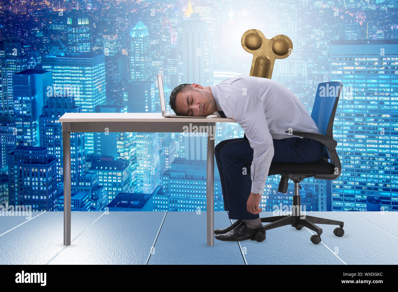 Employee losing energy from too much work Stock Photo - Alamy