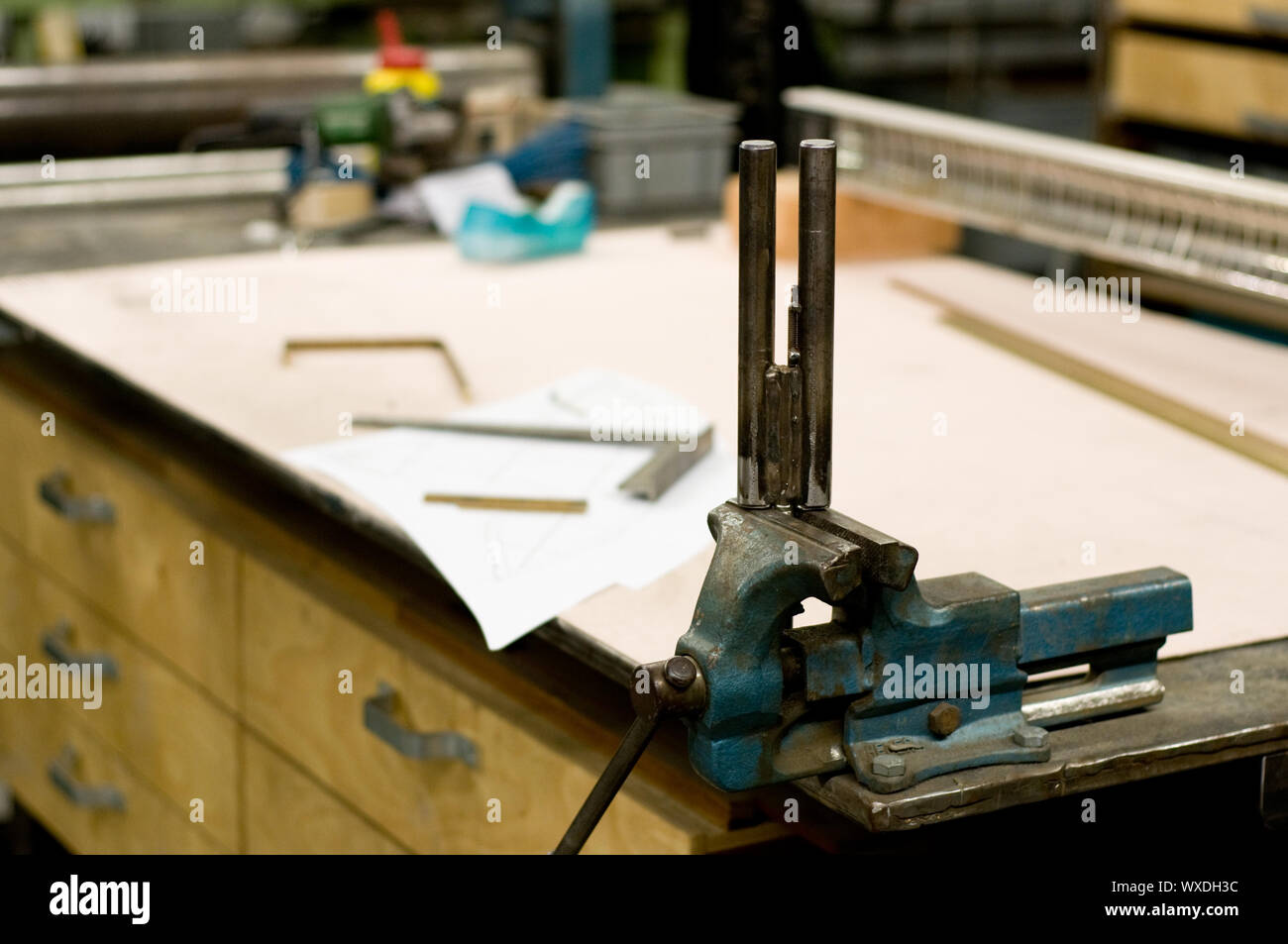 Metal clamp at the drawing table Stock Photo - Alamy