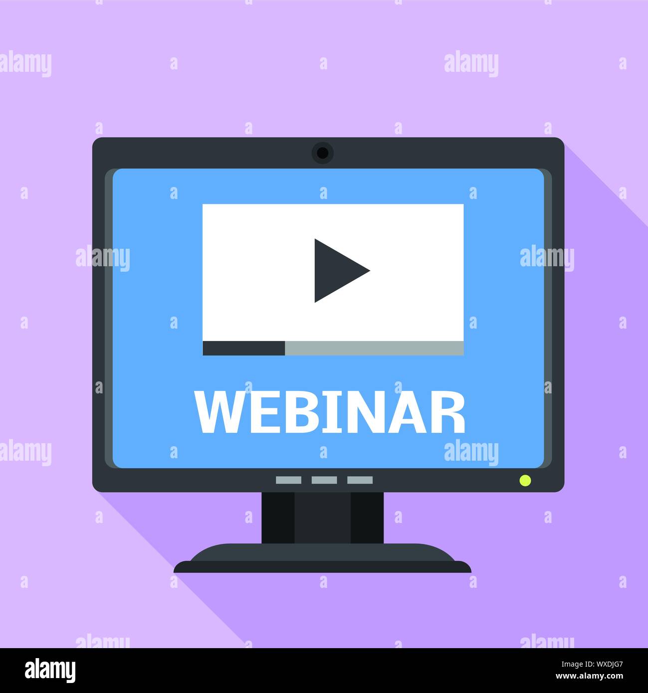 Watching webinar icon. Flat illustration of watching webinar vector ...
