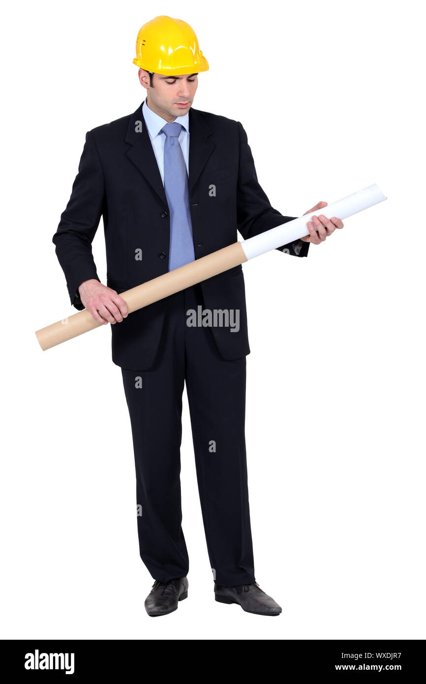 architect with blueprint Stock Photo - Alamy