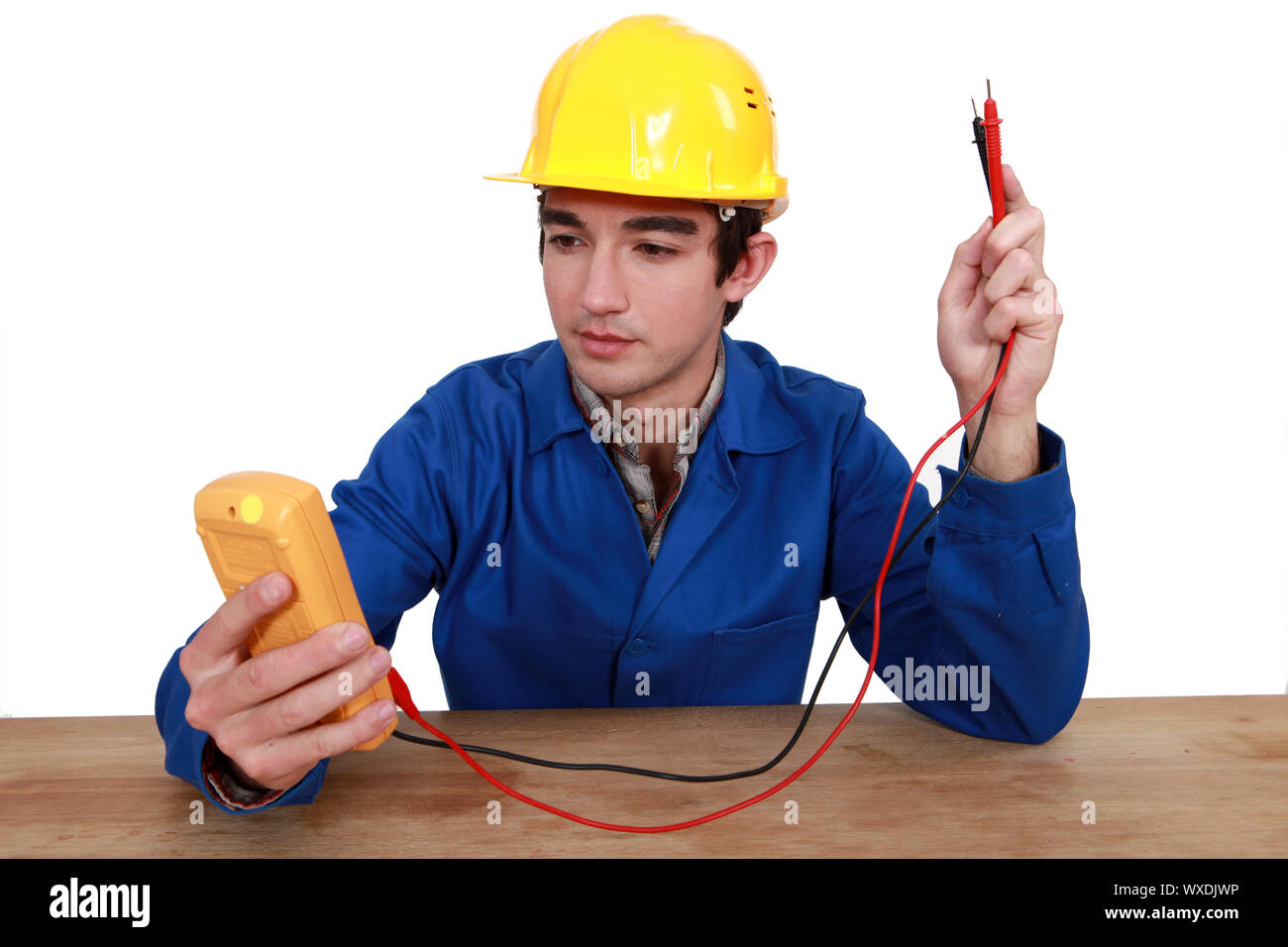 electrician using tester Stock Photo - Alamy