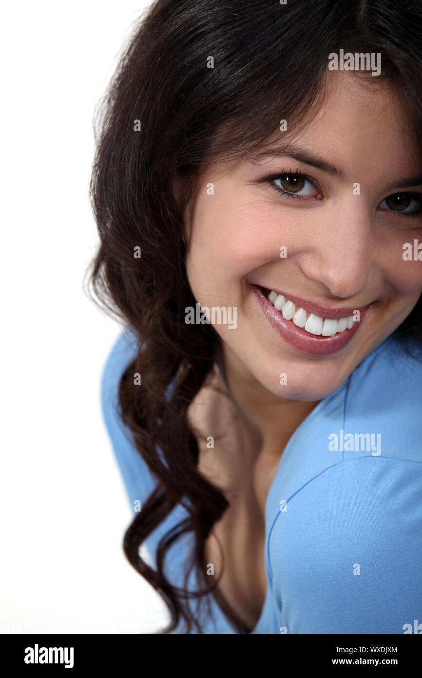 Portrait of a grinning woman Stock Photo - Alamy