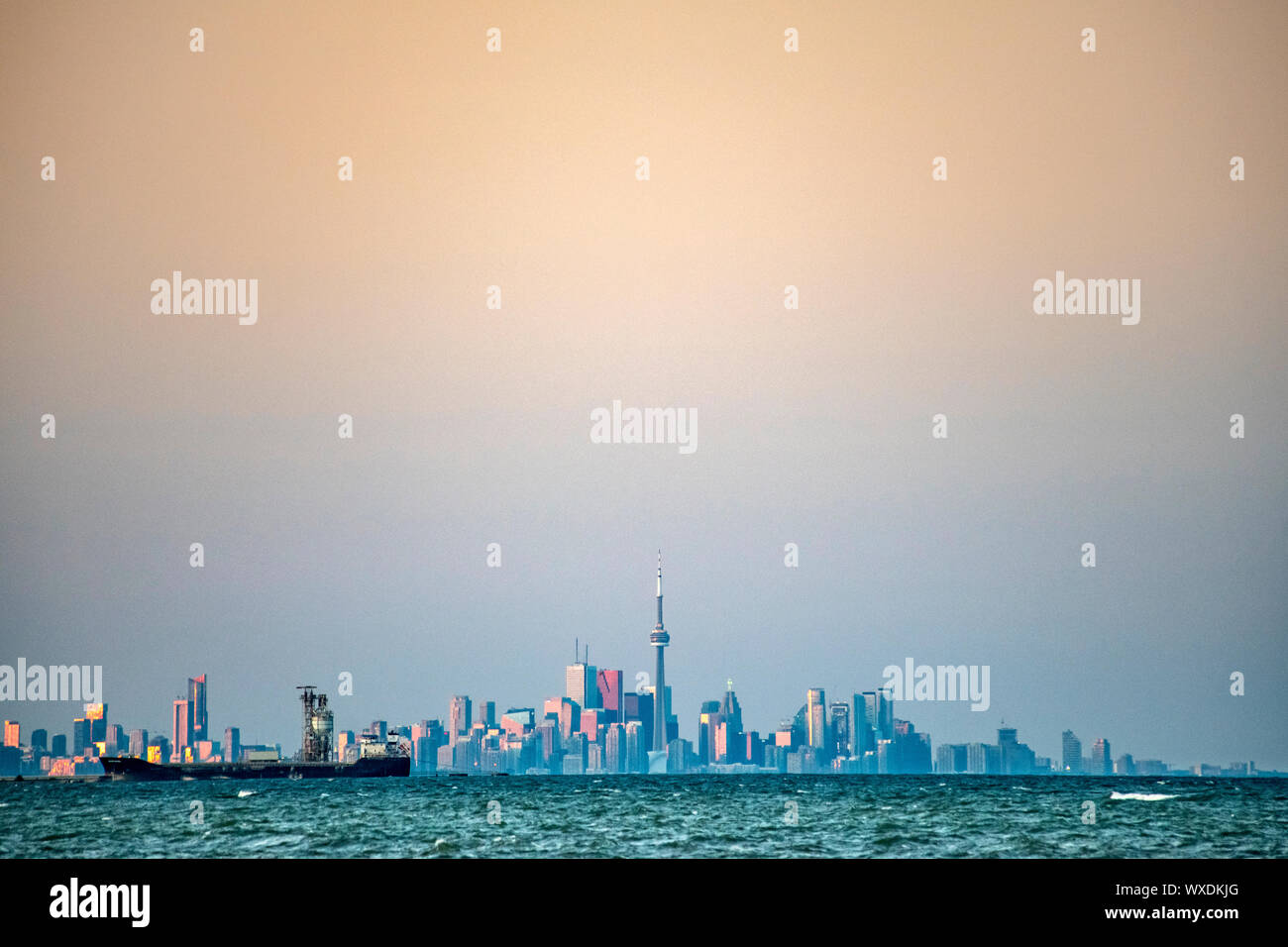 Toronto skyline seen over Lake Ontario Stock Photo - Alamy