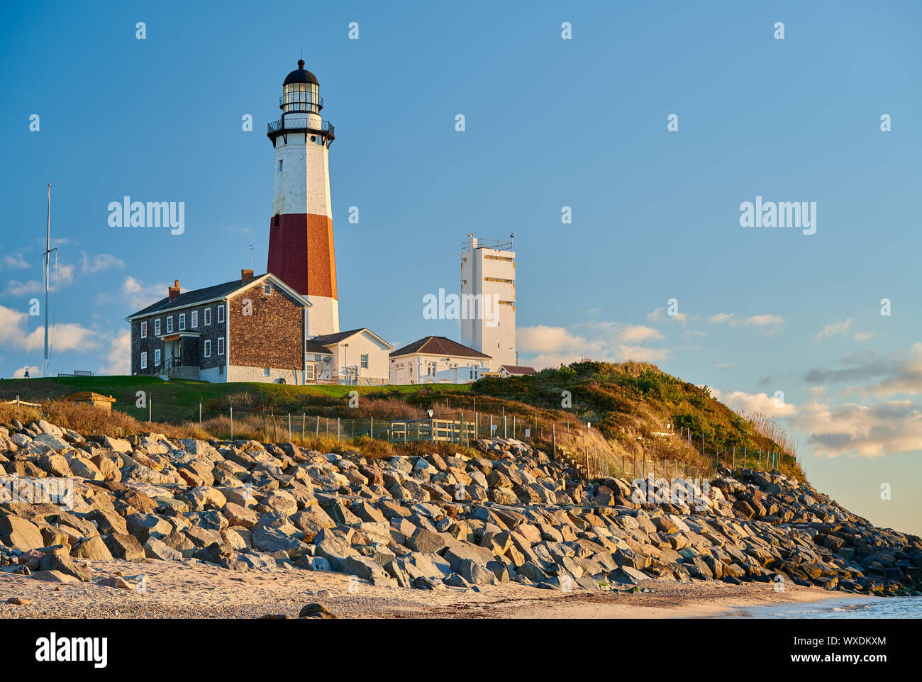 Montauk Lighthouse and beach Stock Photo - Alamy