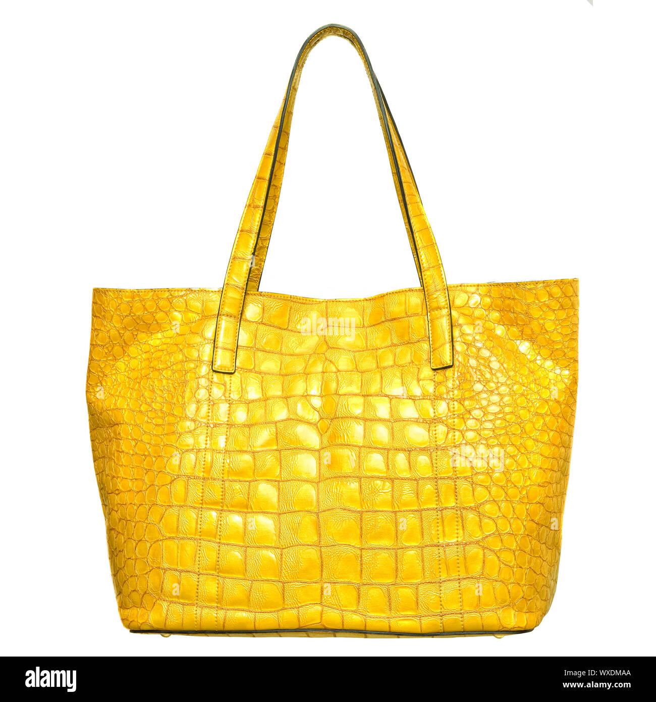 luxury yellow leather female bag isolated on white Stock Photo - Alamy