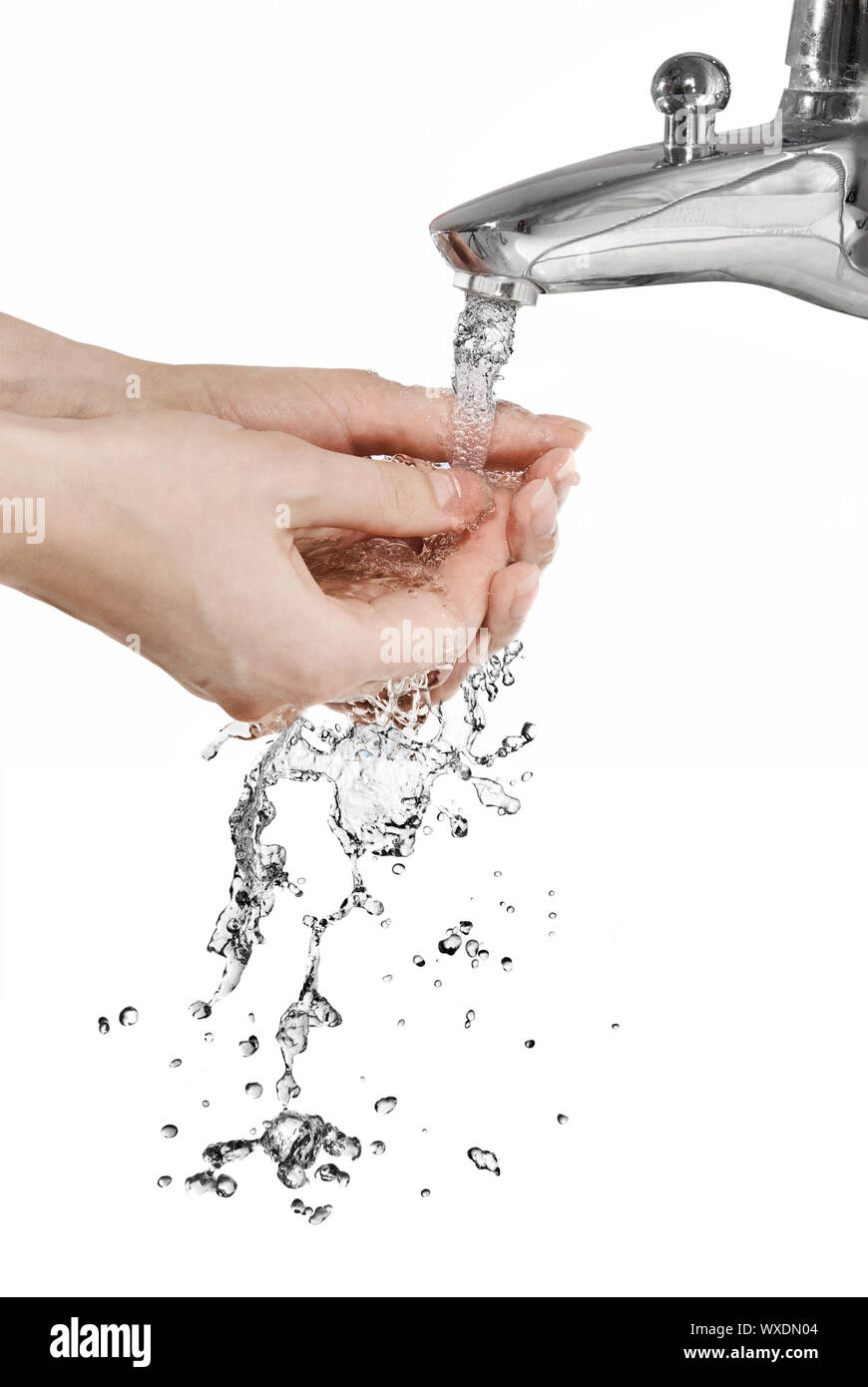 hands with pouring water isolated on white Stock Photo - Alamy