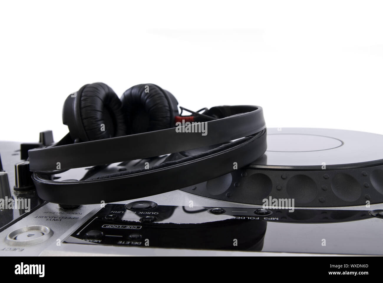dj mixer with headphones isolated on white Stock Photo - Alamy