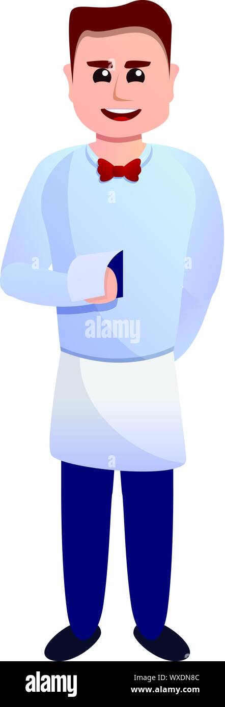 Smiling waiter man icon. Cartoon of smiling waiter man vector icon for ...