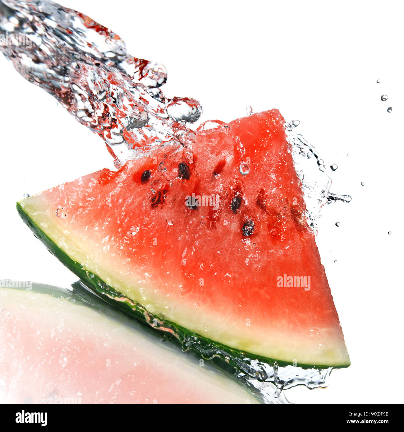 watermelon and water splash isolated on white Stock Photo - Alamy