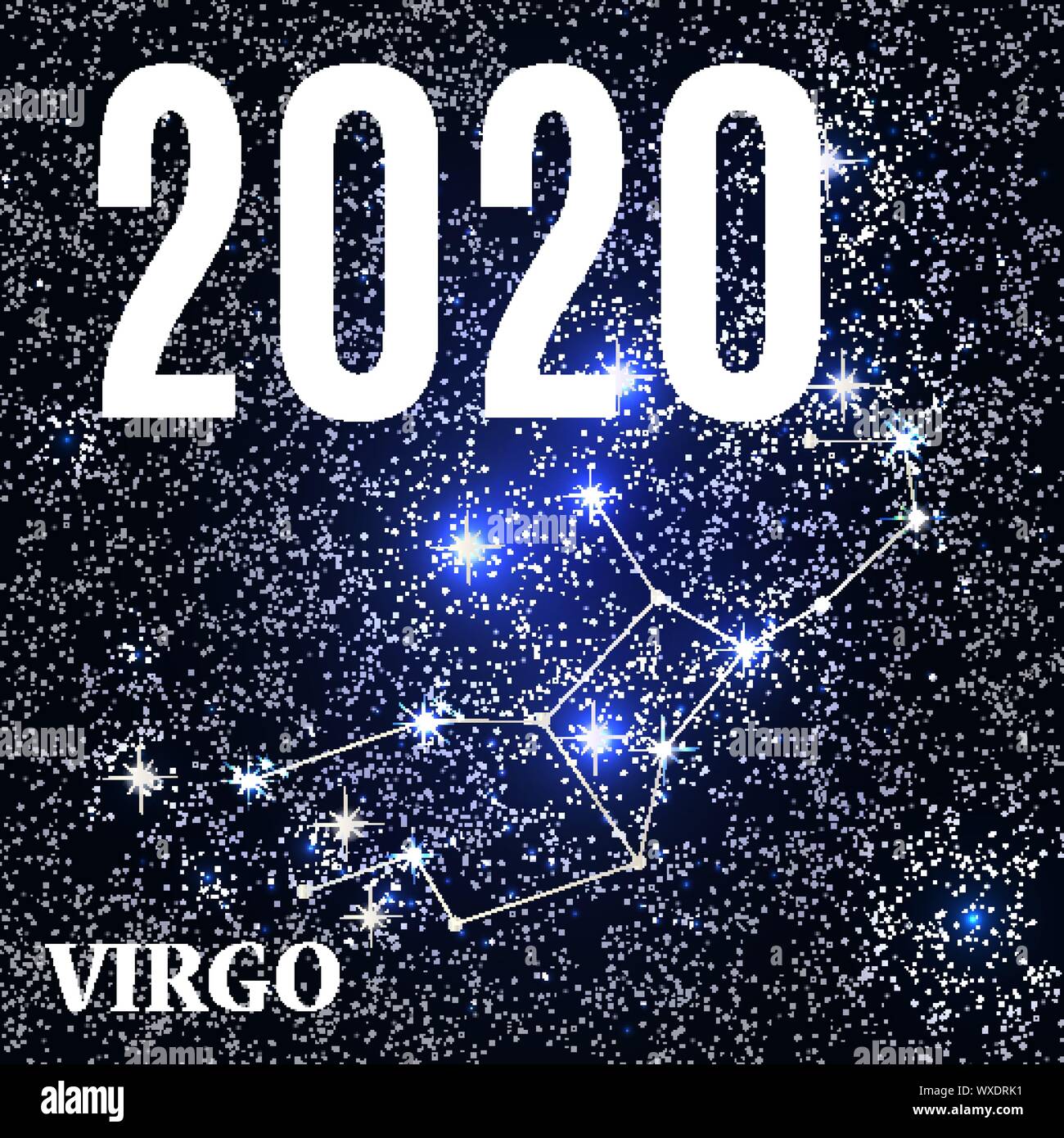 Symbol: Virgo Zodiac Sign with the New Year and Christmas 2020. Vector ...