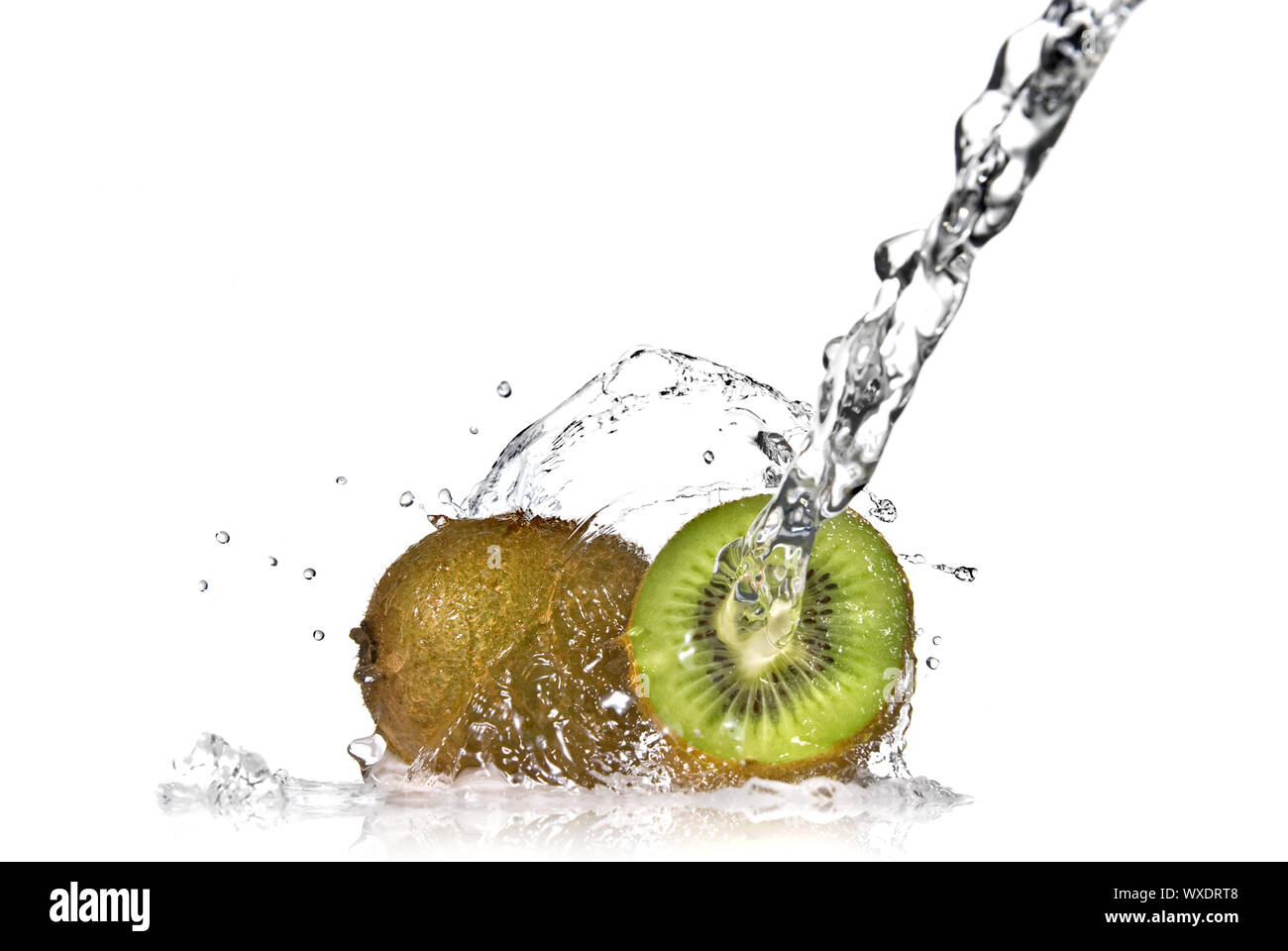 Water splash on kiwi isolated on white Stock Photo - Alamy