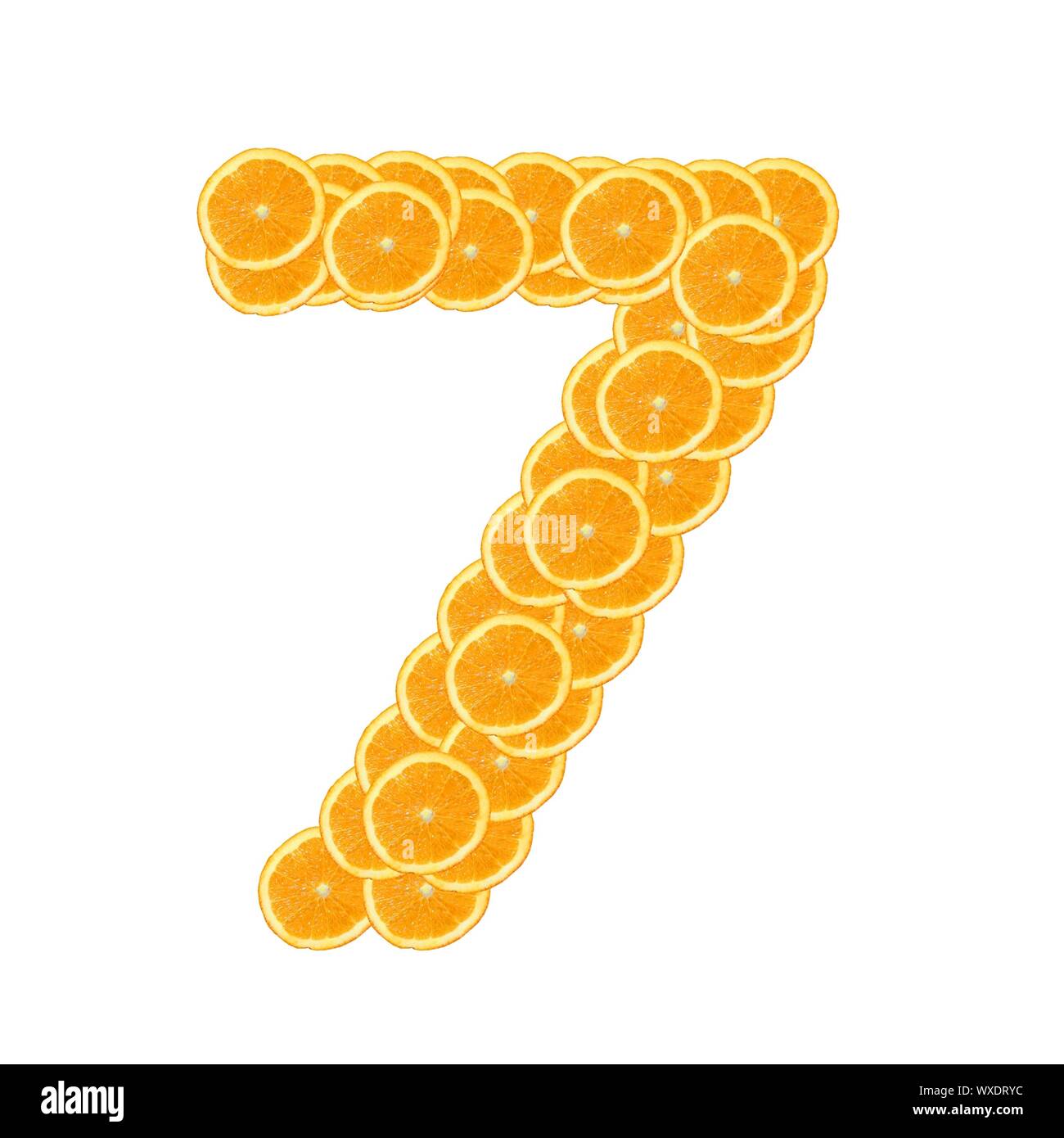 healthy orange fruit alphabet or font isolated on white background ...