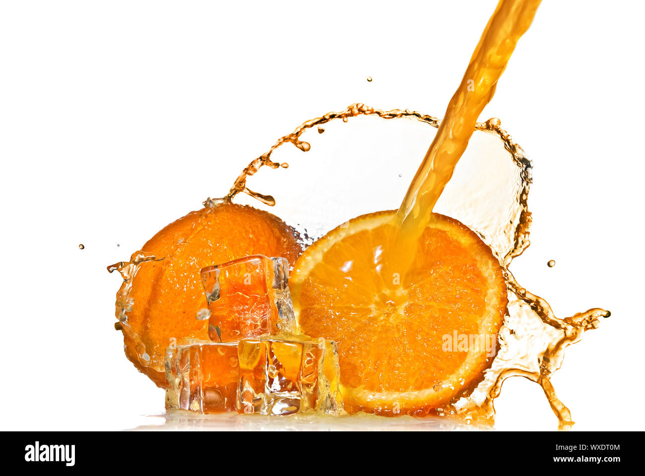 Water splash on orange isolated on white Stock Photo - Alamy