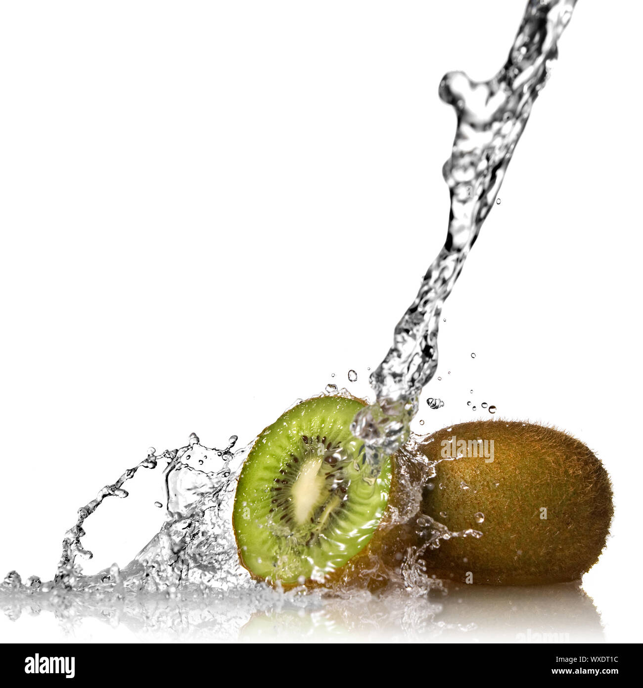 Water splash on kiwi isolated on white Stock Photo - Alamy
