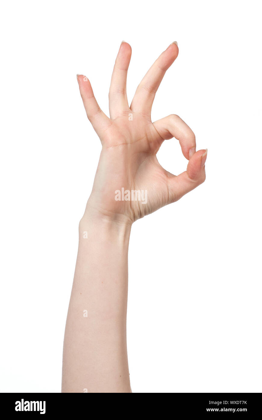 Hand OK sign isolated on white Stock Photo - Alamy