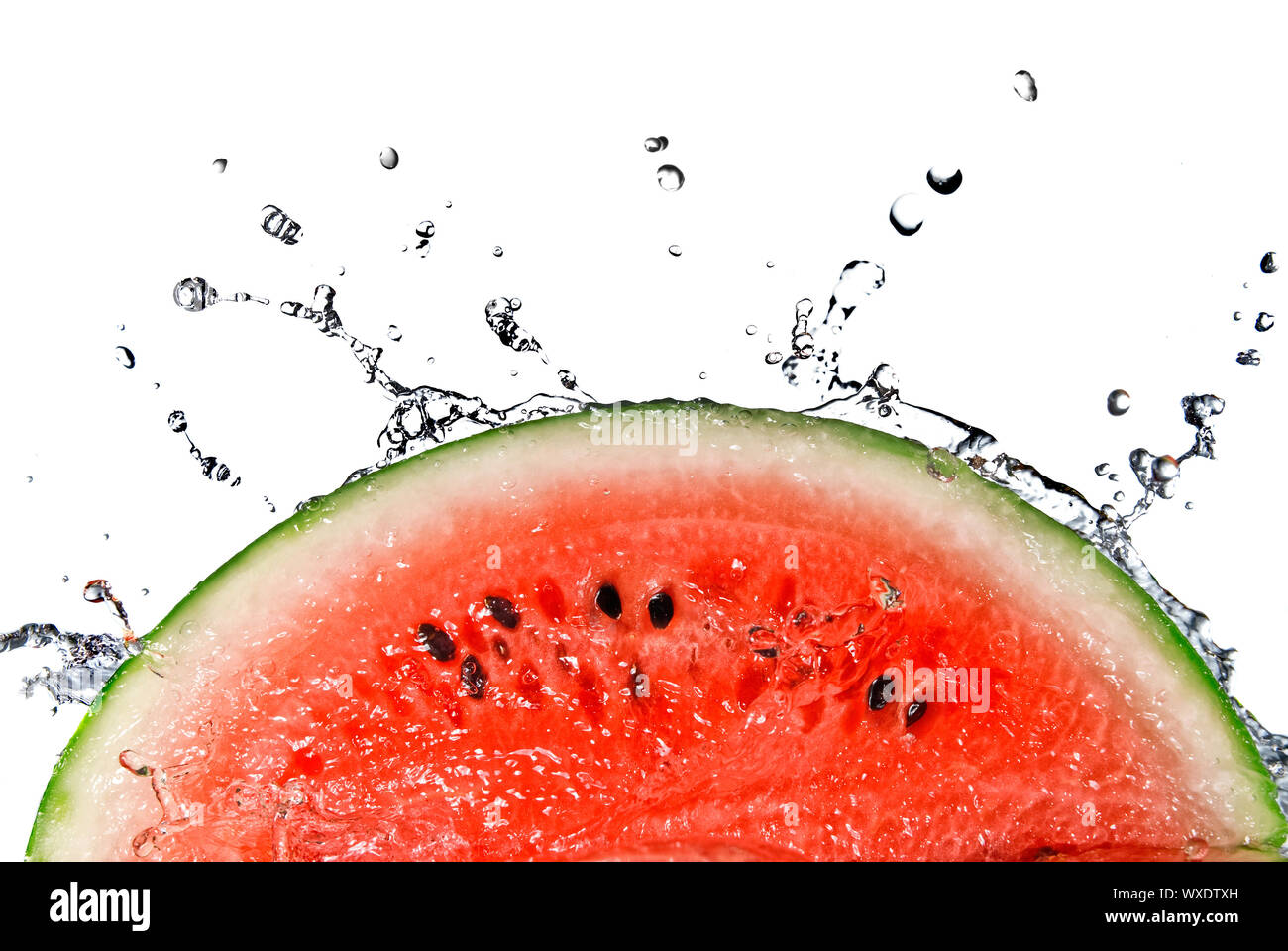 watermelon and water splash isolated on white Stock Photo - Alamy