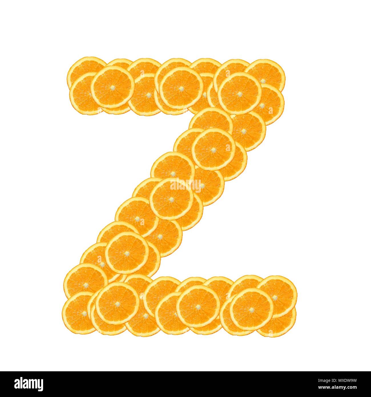 healthy orange fruit alphabet or font isolated on white background ...