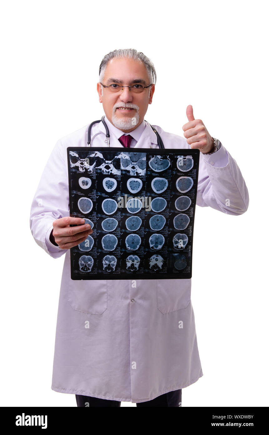 Old male doctor isolated on white Stock Photo - Alamy
