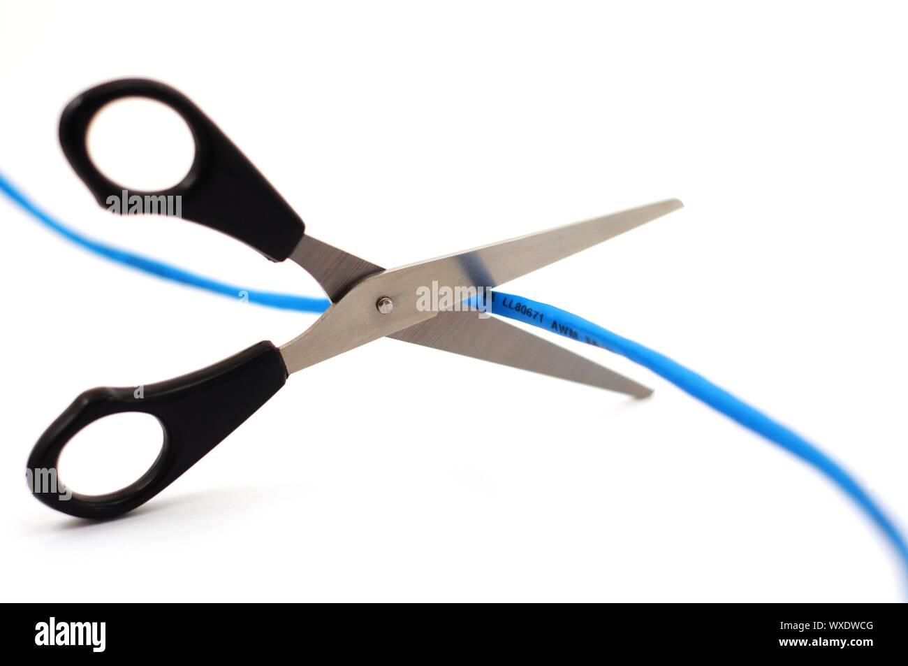 network cable and scissors isolated on white background Stock Photo - Alamy