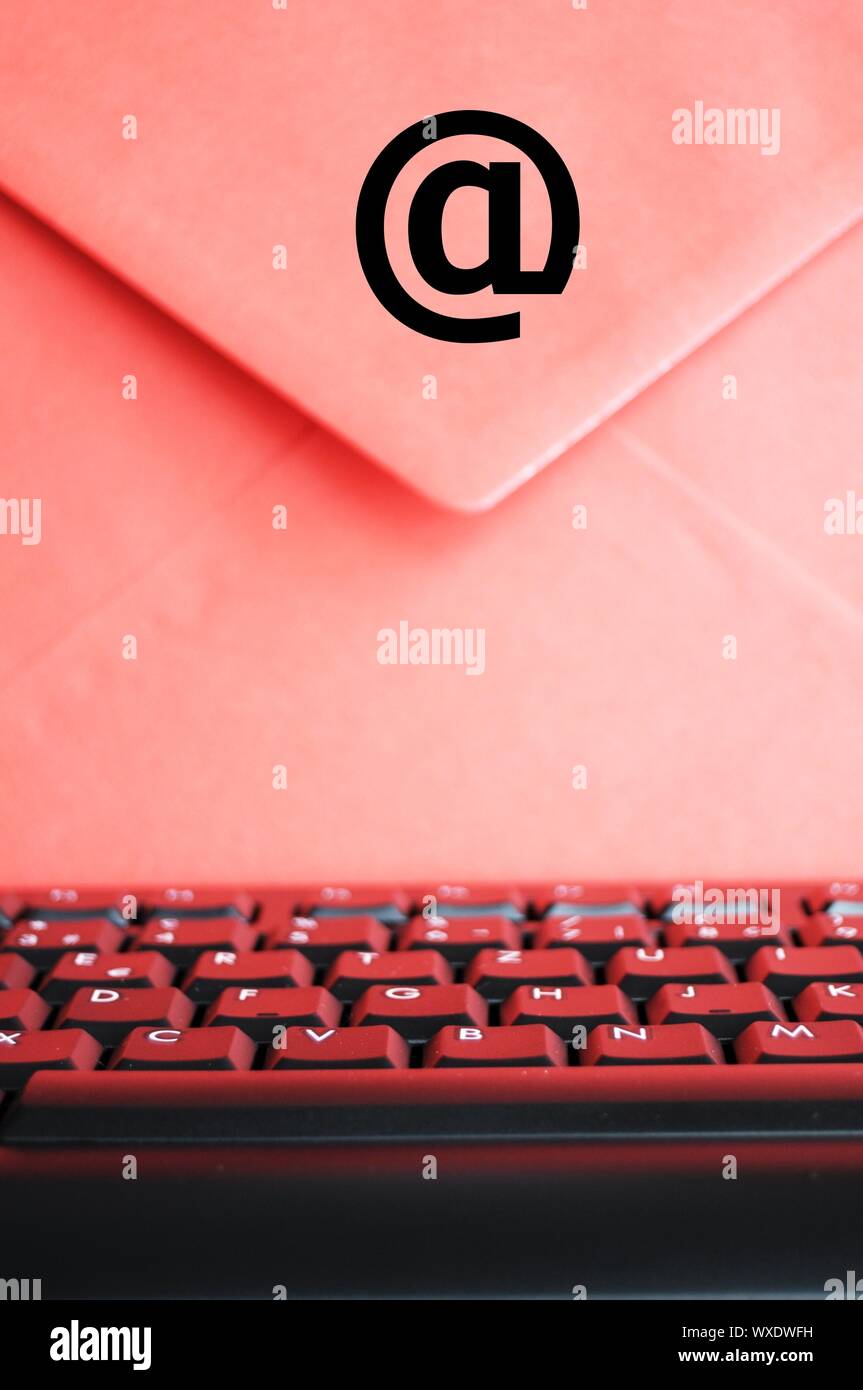 email concept with envelop and keyboard showing modern communication ...