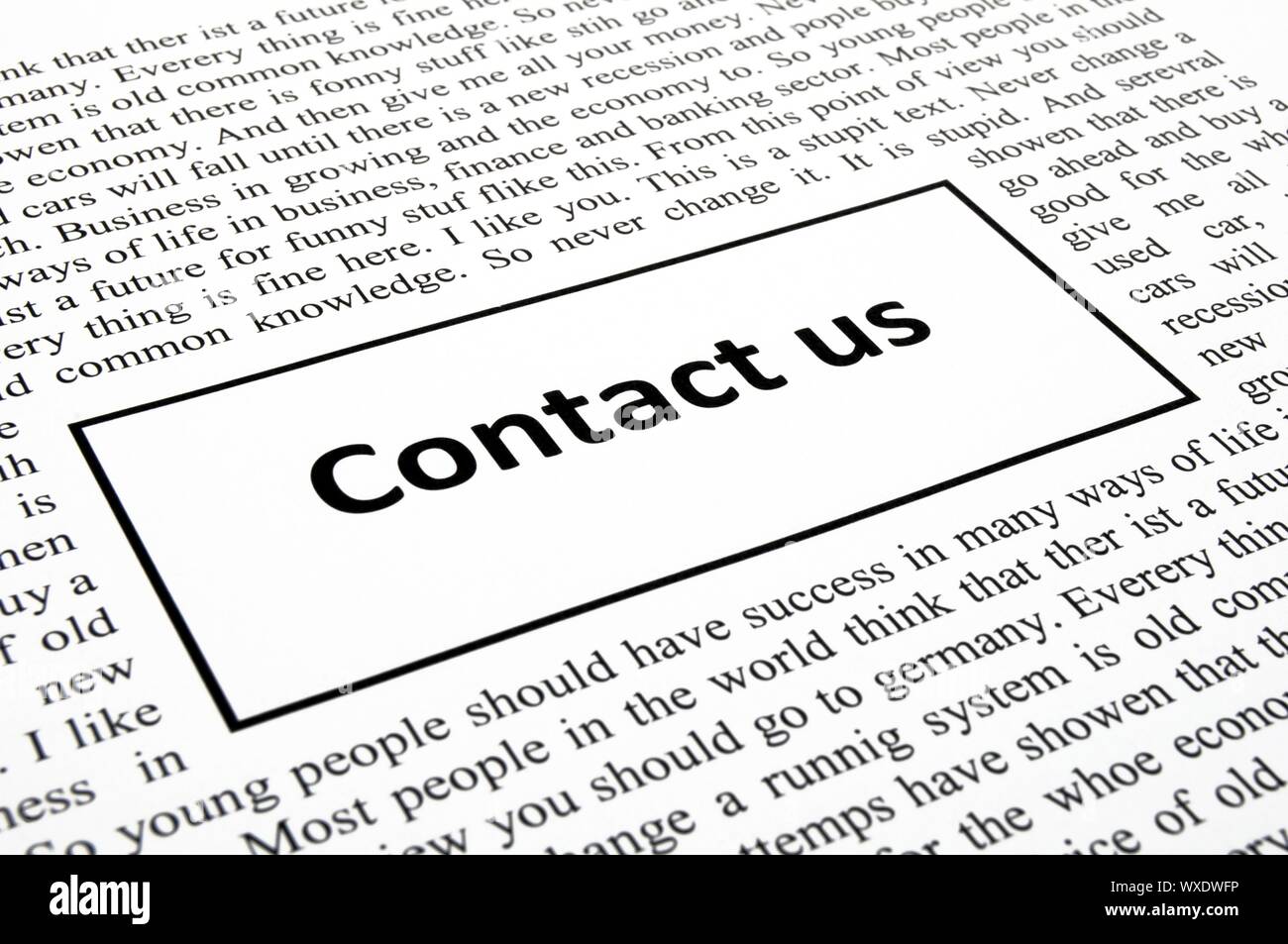 contact us concept with newspaper showing business communication Stock ...