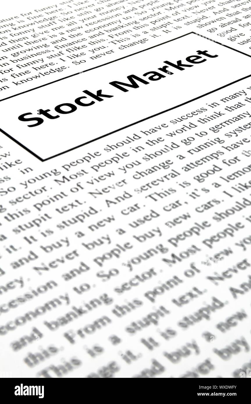 stock market concept with newspaper showing business and finance Stock ...