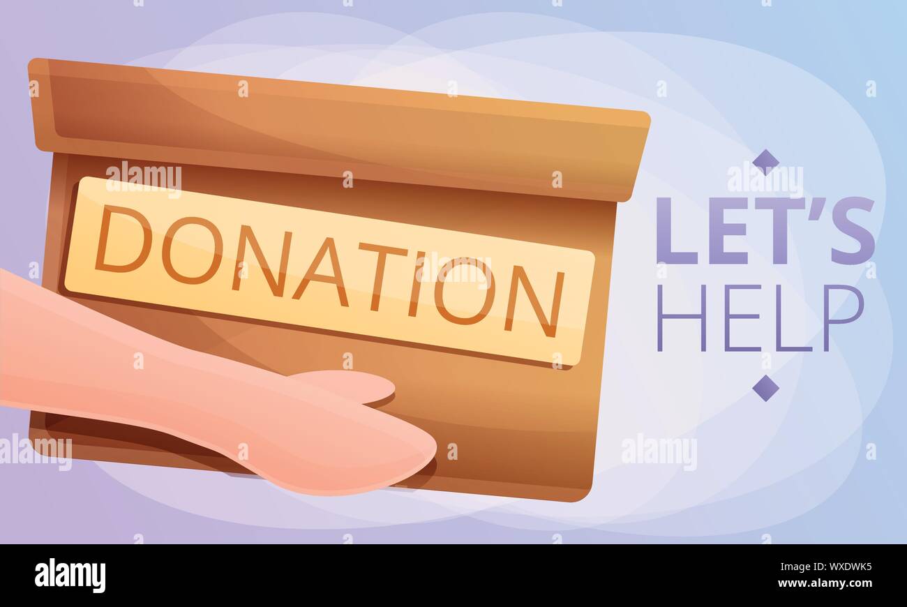 Donation box concept banner. Cartoon illustration of donation box ...