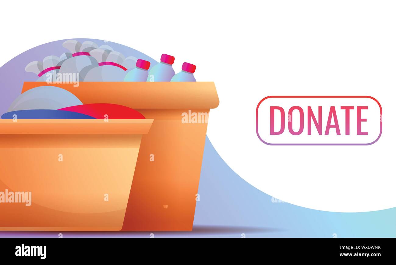 Donate concept banner. Cartoon illustration of donate vector concept ...