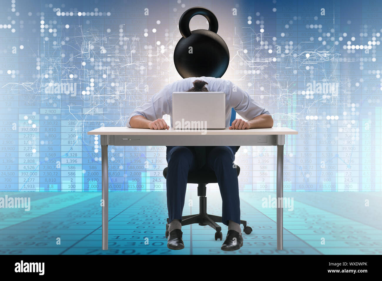 Employee with burden of work Stock Photo - Alamy