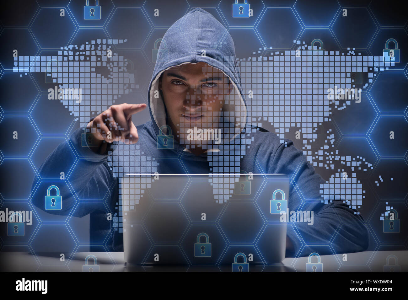 Young hacker in cybersecurty concept Stock Photo - Alamy
