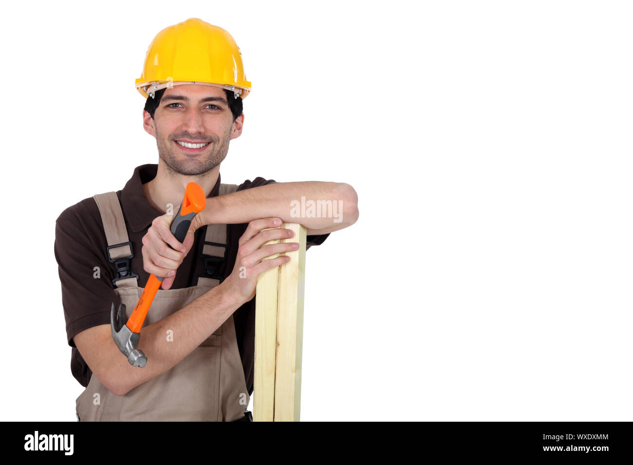 Carpenter with hammer Stock Photo - Alamy