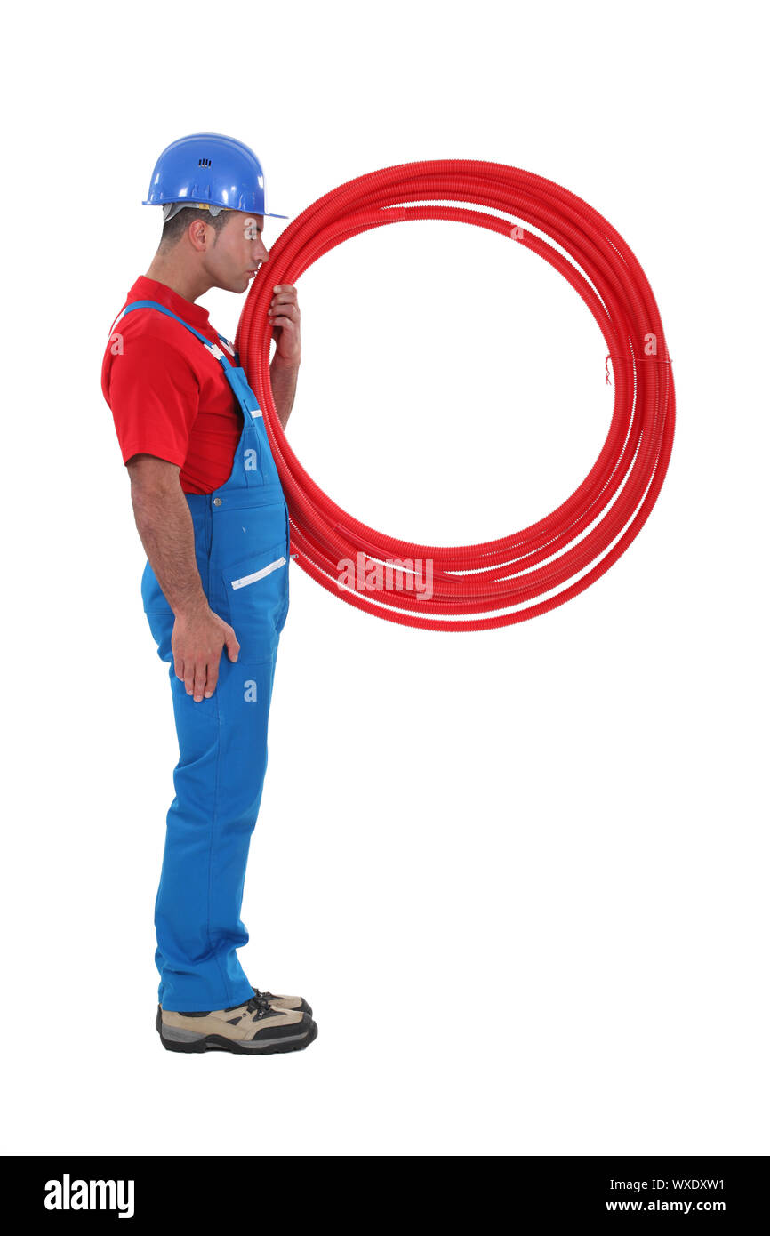 Manual worker forming letter P Stock Photo - Alamy