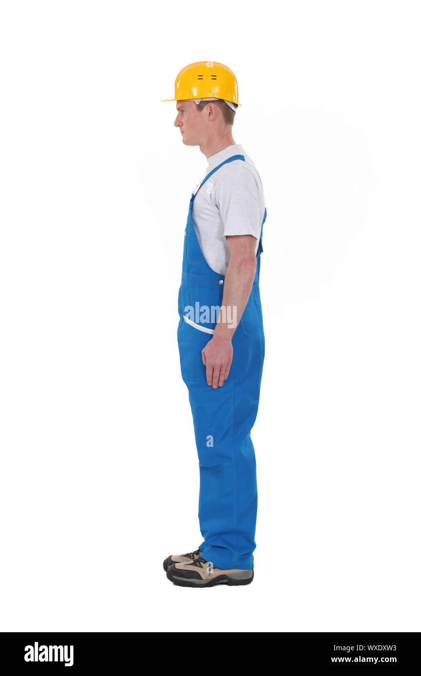 Profile of male builder Stock Photo - Alamy