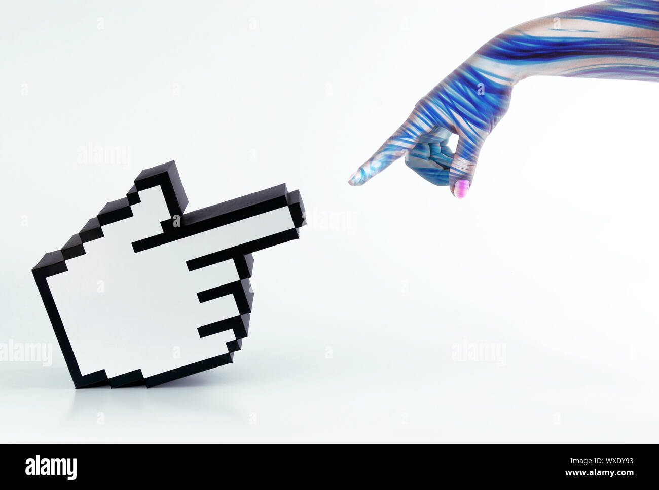 A human print hand interacting with a hand cursor Stock Photo - Alamy