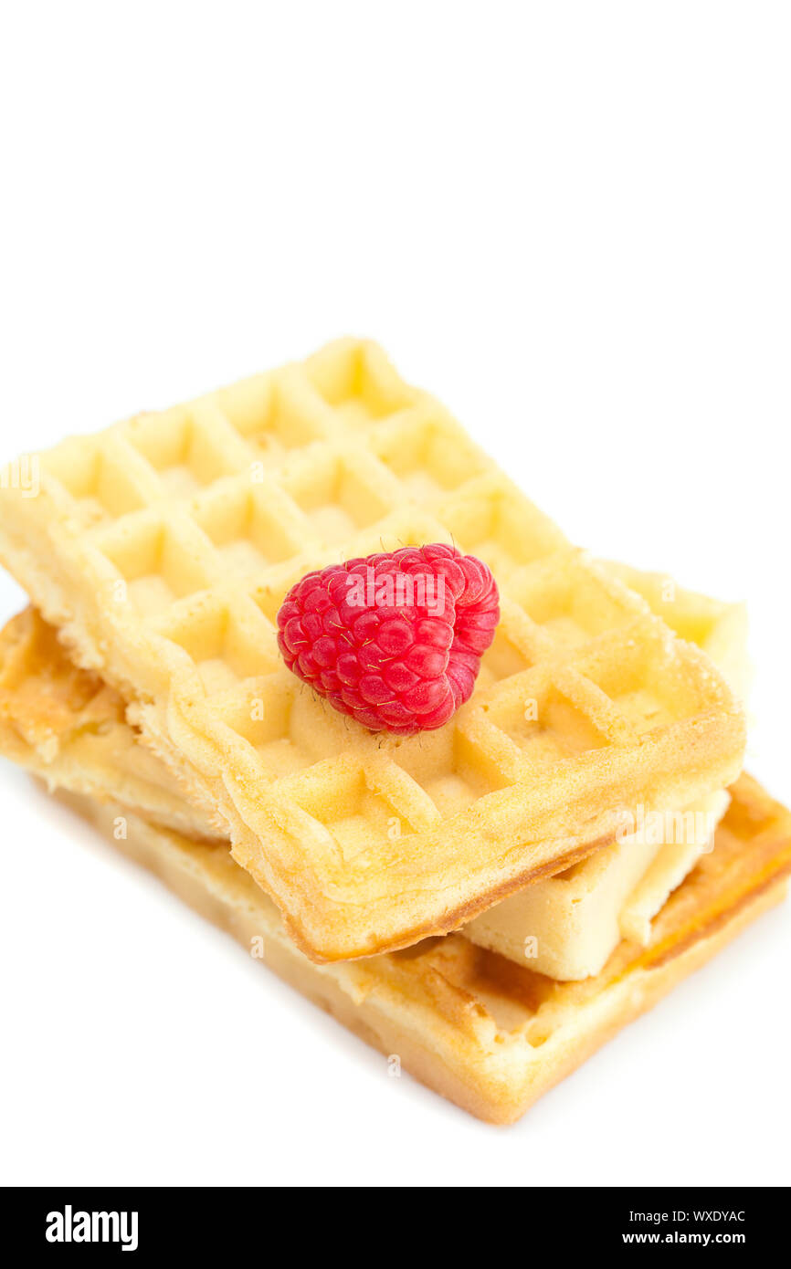 wafers and raspberry isolated on white Stock Photo - Alamy
