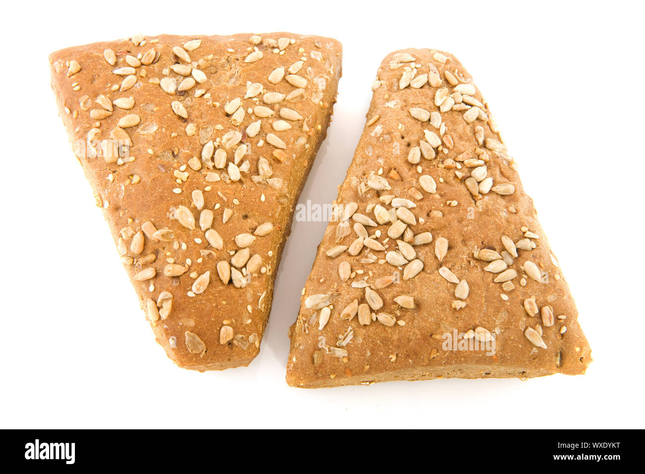 Two triangles of bread isolated over white Stock Photo - Alamy