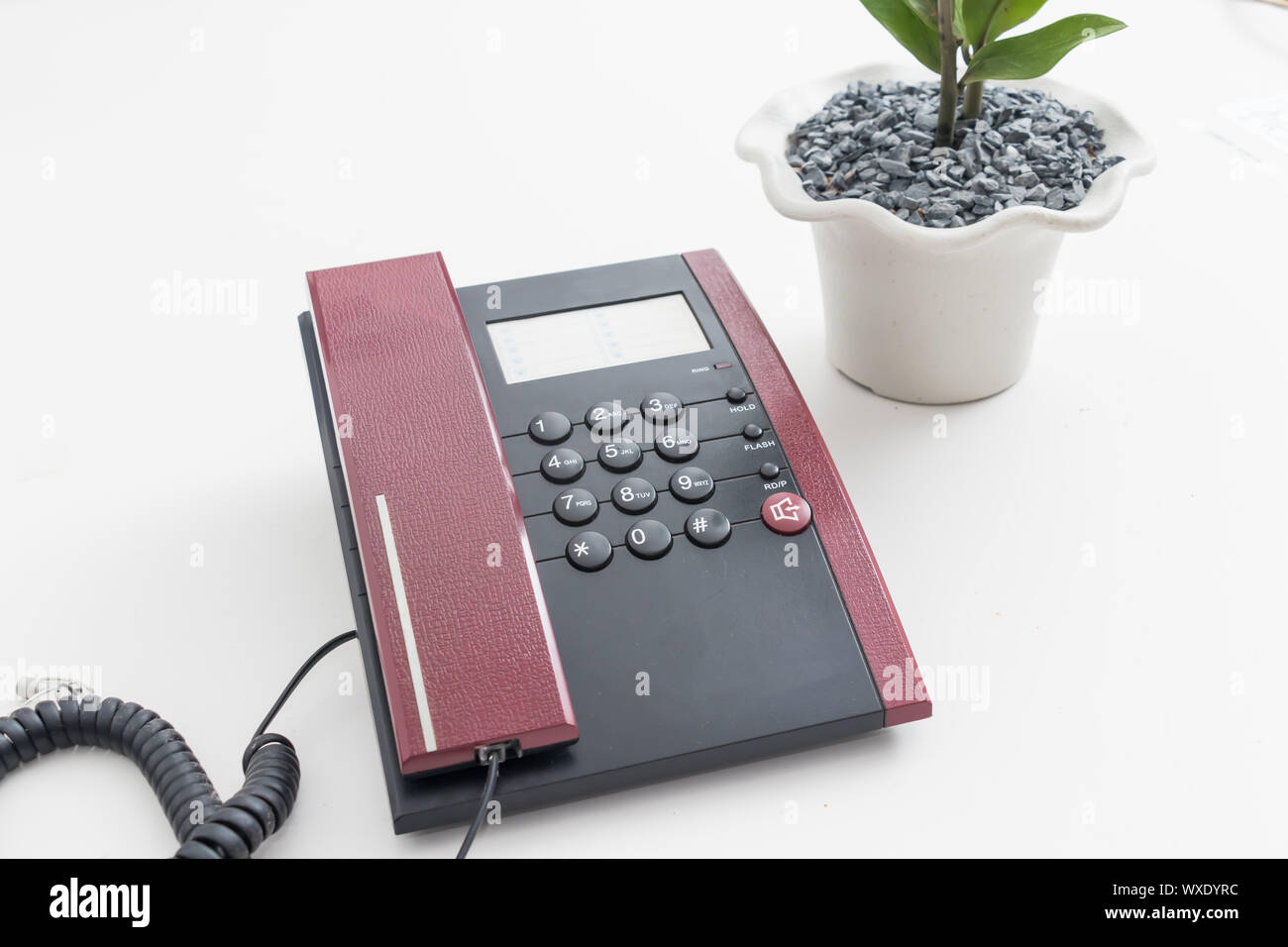 office telephone isolated on a white background Stock Photo - Alamy