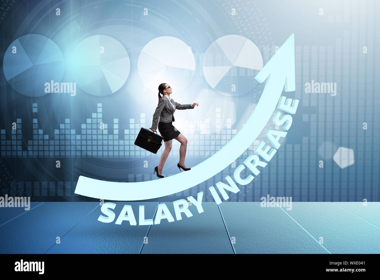 Employee in salary increase concept Stock Photo - Alamy