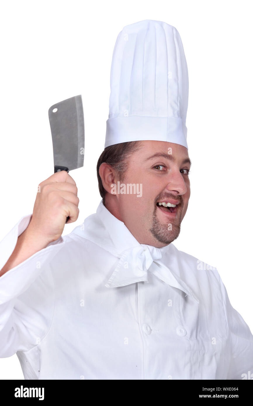 cook with knife Stock Photo - Alamy