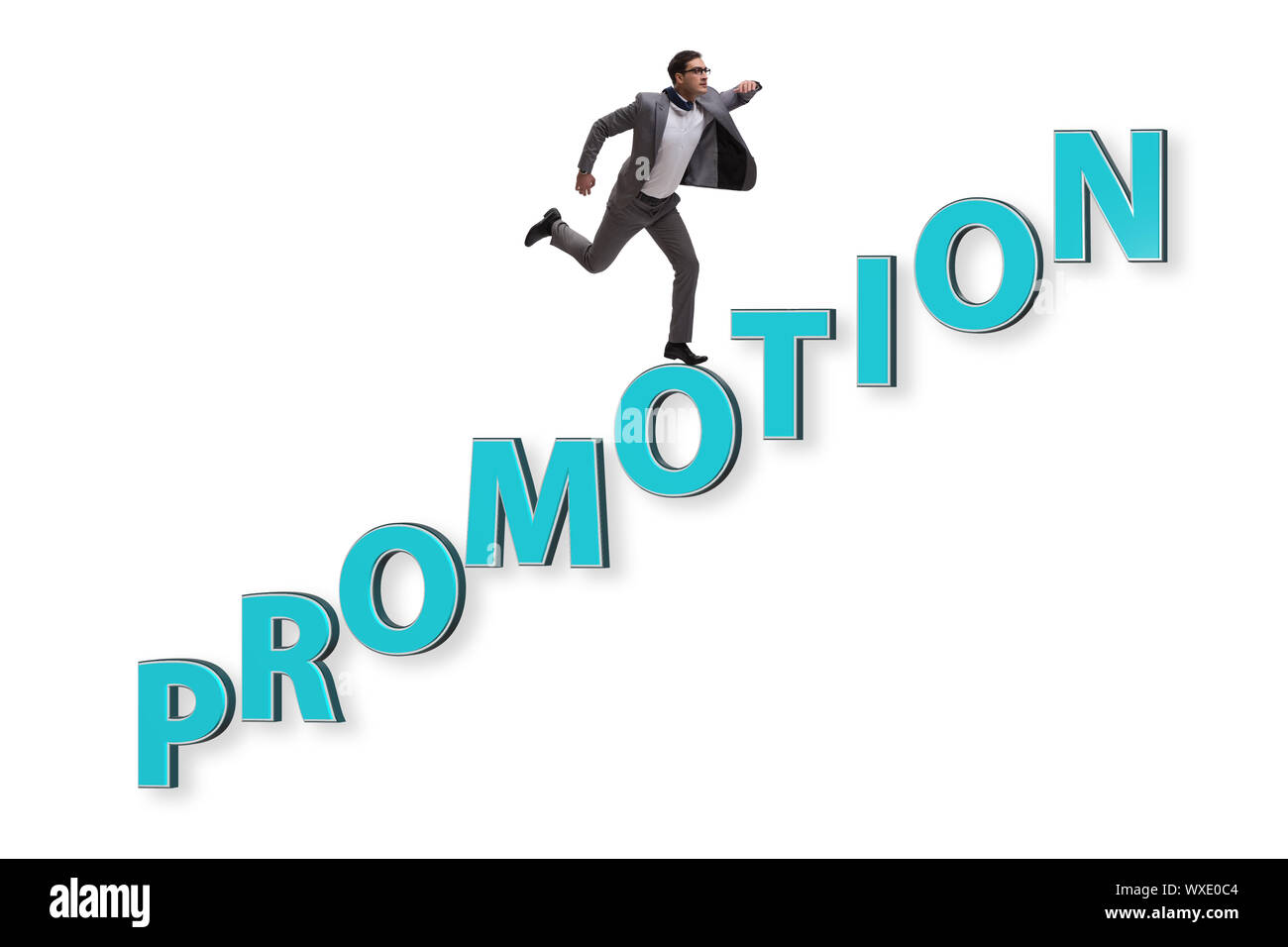 Concept of promotion with businessman Stock Photo - Alamy