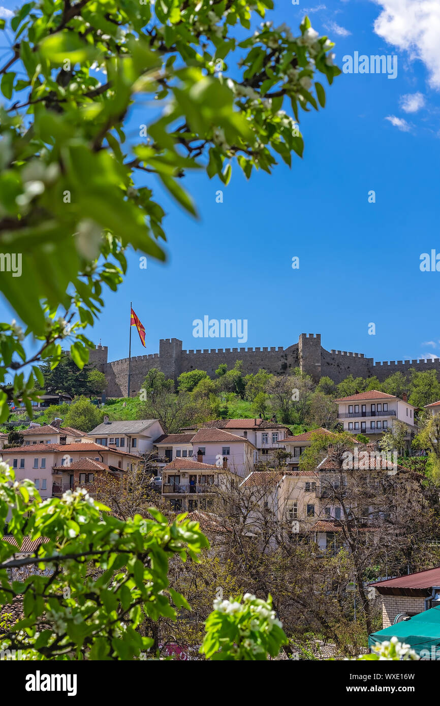 Walls of the castle Samuil above Ohrid Stock Photo - Alamy