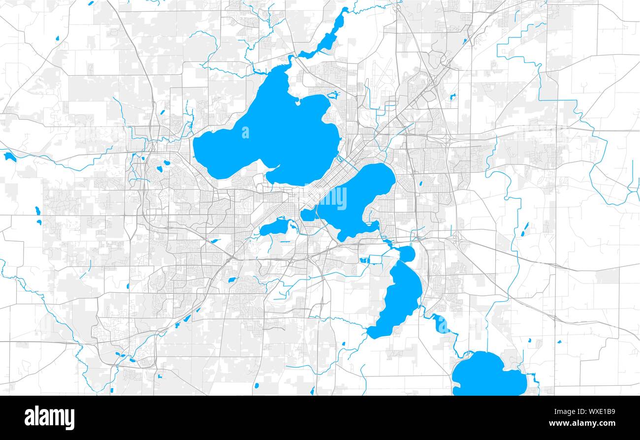 Rich detailed vector area map of Madison, Wisconsin, U.S.A.. Map ...