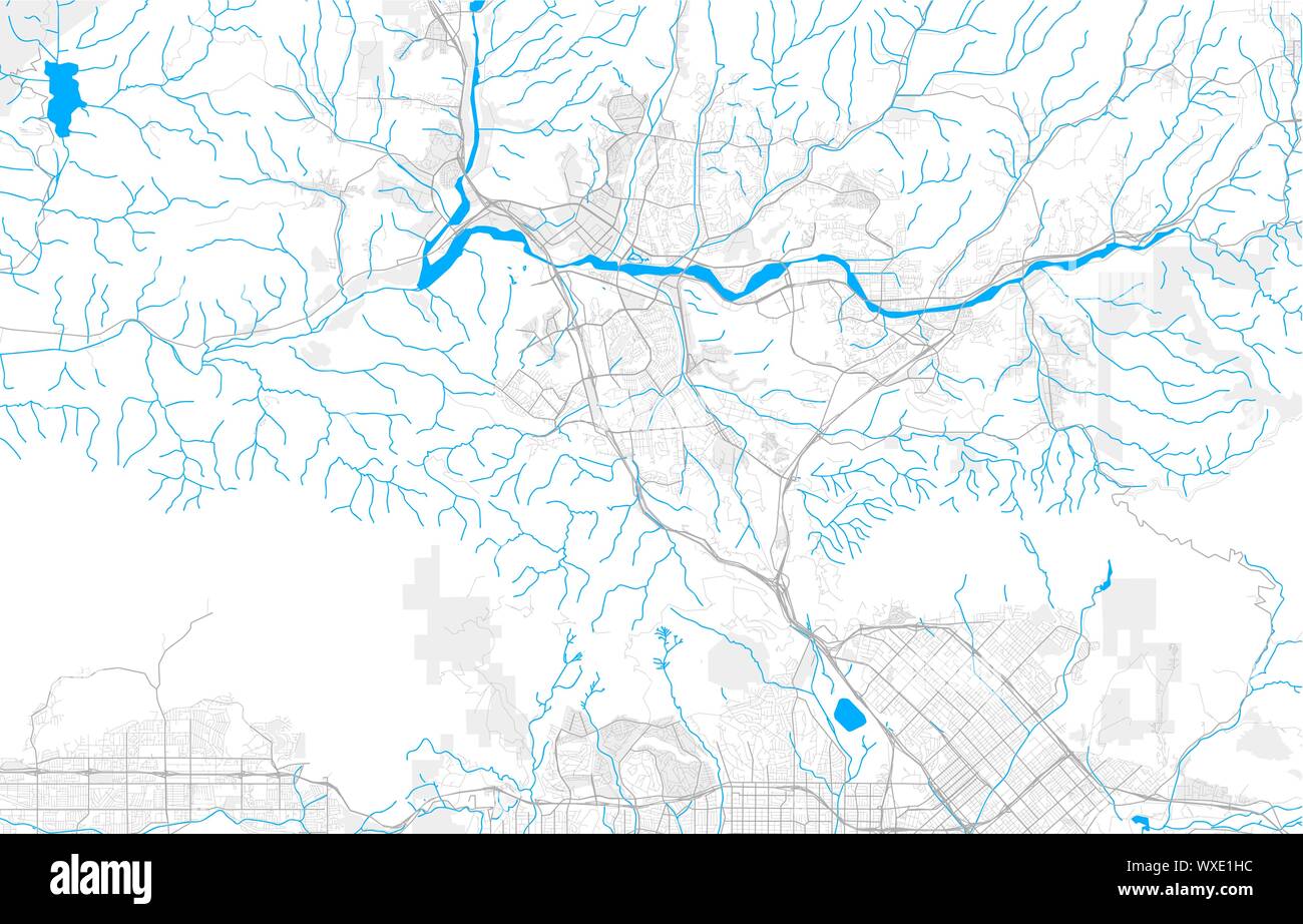 Rich detailed vector area map of Santa Clarita, California, USA. Map ...