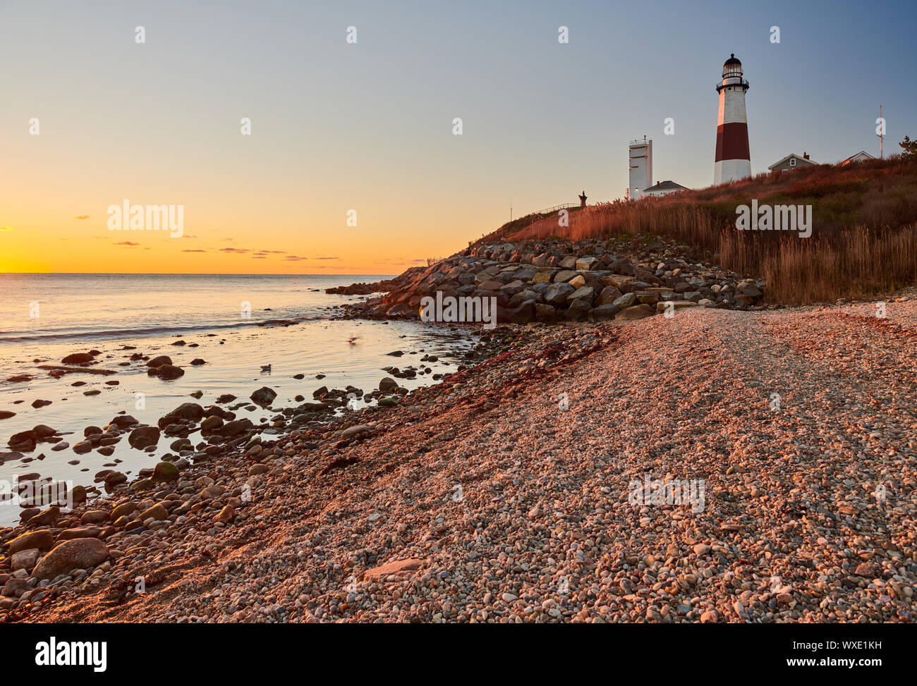 Montauk Lighthouse and beach Stock Photo - Alamy