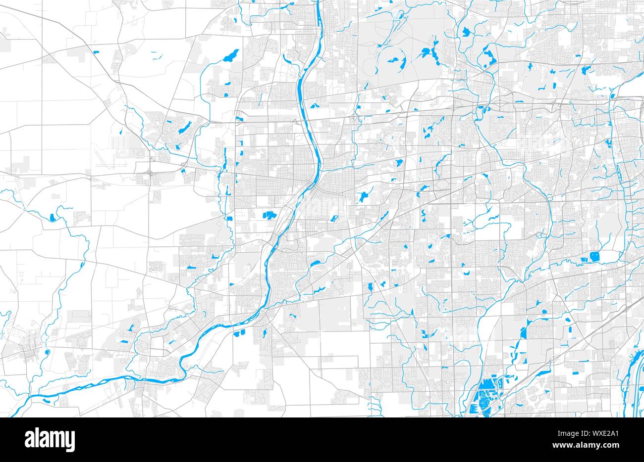 Rich detailed vector area map of Aurora, Illinois, USA. Map template ...