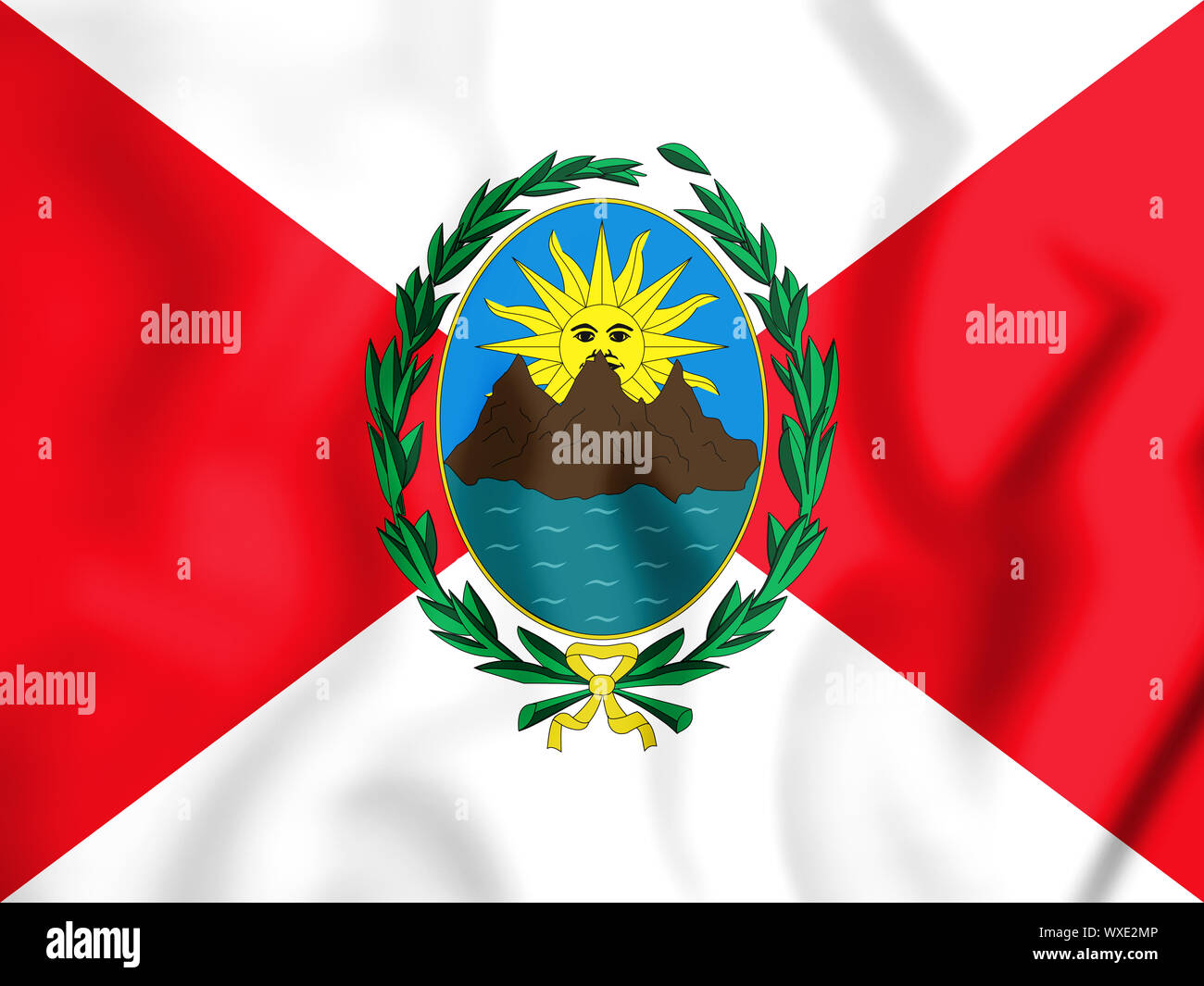 3D First republican flag of the Peru (1821-1822). 3D Illustration Stock ...